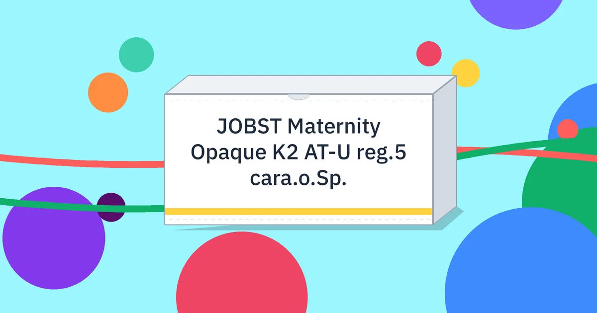 Symbolbild: Packung mit der Aufschrift JOBST Maternity Opaque K2 AT-U reg.5 cara.o.Sp. (PZN 15851689) – Verfügbarkeit und Bezug in Apotheken in Frankfurt am Main