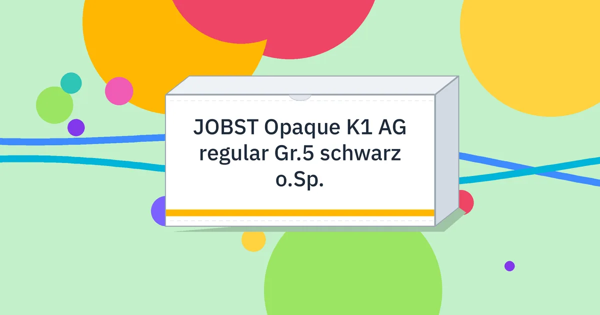 Symbolbild: Packung mit der Aufschrift JOBST Opaque K1 AG regular Gr.5 schwarz o.Sp. (PZN 13097320) – Verfügbarkeit und Bezug in Apotheken in Frankfurt am Main