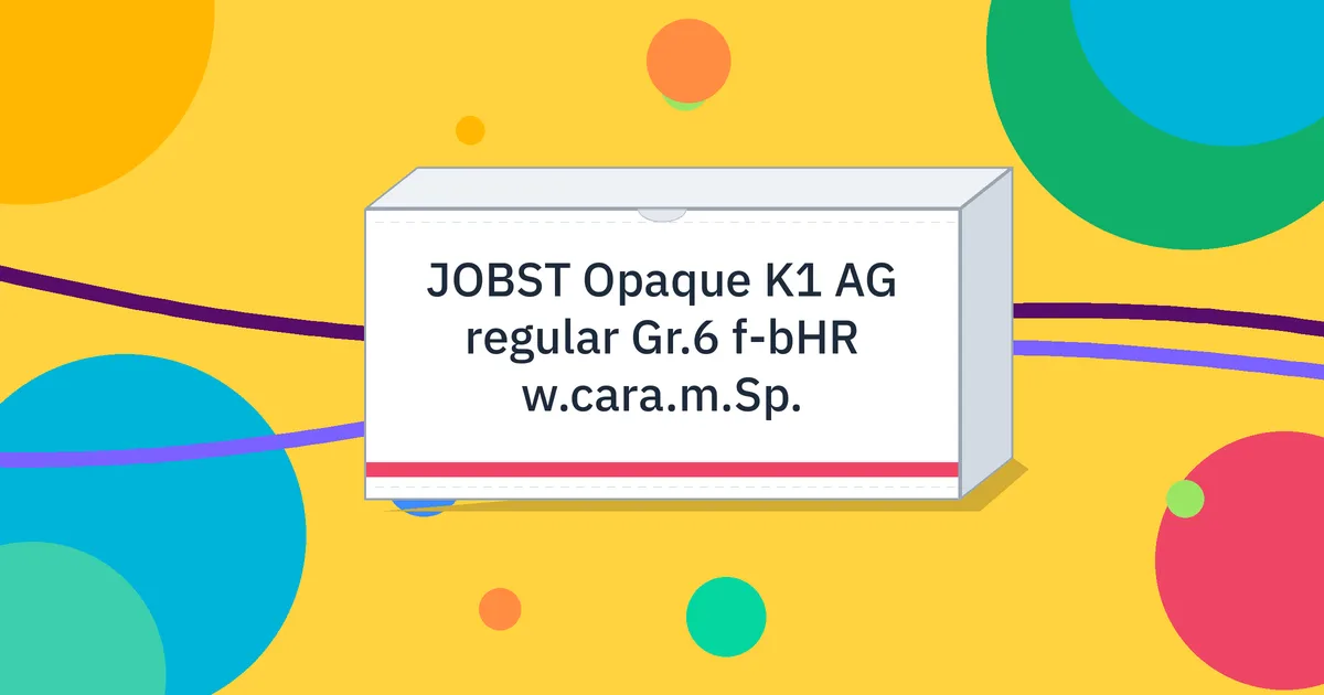 Symbolbild: Packung mit der Aufschrift JOBST Opaque K1 AG regular Gr.6 f-bHR w.cara.m.Sp. (PZN 13090950) – Verfügbarkeit und Bezug in Apotheken in Frankfurt am Main