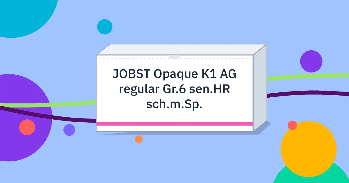 Symbolbild: Packung mit der Aufschrift JOBST Opaque K1 AG regular Gr.6 sen.HR sch.m.Sp. (PZN 13092848) – Verfügbarkeit und Bezug in Apotheken in Frankfurt am Main