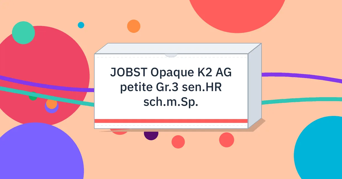 Symbolbild: Packung mit der Aufschrift JOBST Opaque K2 AG petite Gr.3 sen.HR sch.m.Sp. (PZN 12142975) – Verfügbarkeit und Bezug in Apotheken in Frankfurt am Main