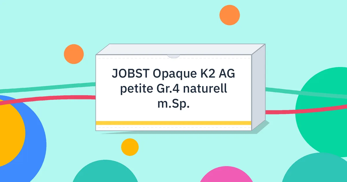 Symbolbild: Packung mit der Aufschrift JOBST Opaque K2 AG petite Gr.4 naturell m.Sp. (PZN 13112723) – Verfügbarkeit und Bezug in Apotheken in Frankfurt am Main