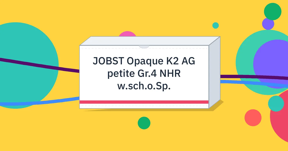 Symbolbild: Packung mit der Aufschrift JOBST Opaque K2 AG petite Gr.4 NHR w.sch.o.Sp. (PZN 11256599) – Verfügbarkeit und Bezug in Apotheken in Frankfurt am Main