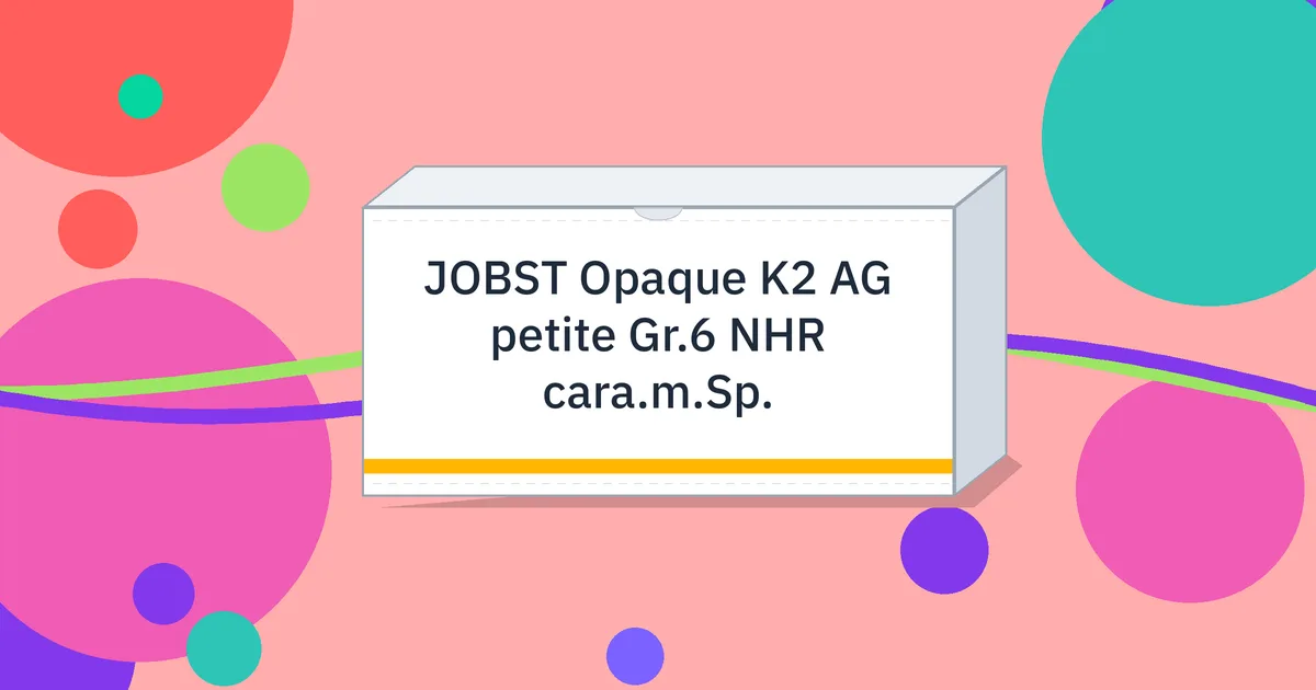 Symbolbild: Packung mit der Aufschrift JOBST Opaque K2 AG petite Gr.6 NHR cara.m.Sp. (PZN 11255097) – Verfügbarkeit und Bezug in Apotheken in Frankfurt am Main