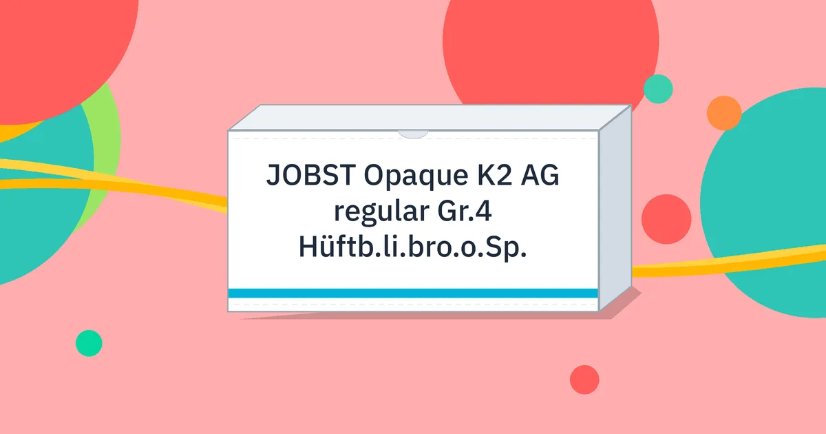 Symbolbild: Packung mit der Aufschrift JOBST Opaque K2 AG regular Gr.4 Hüftb.li.bro.o.Sp. (PZN 13116017) – Verfügbarkeit und Bezug in Apotheken in Frankfurt am Main