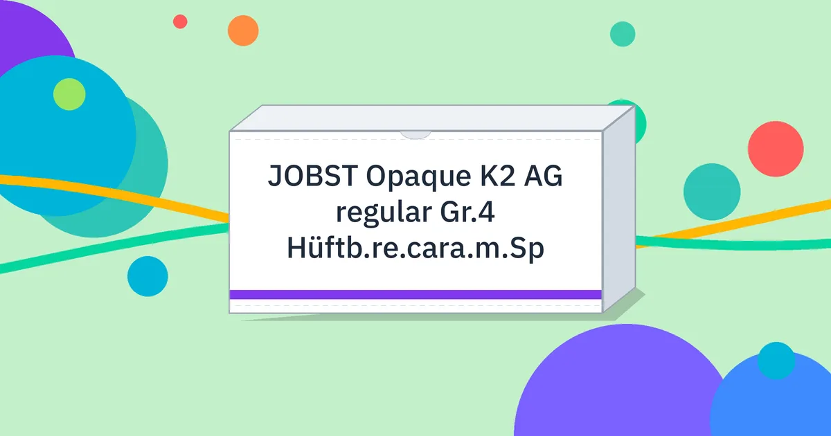 Symbolbild: Packung mit der Aufschrift JOBST Opaque K2 AG regular Gr.4 Hüftb.re.cara.m.Sp (PZN 13117198) – Verfügbarkeit und Bezug in Apotheken in Frankfurt am Main