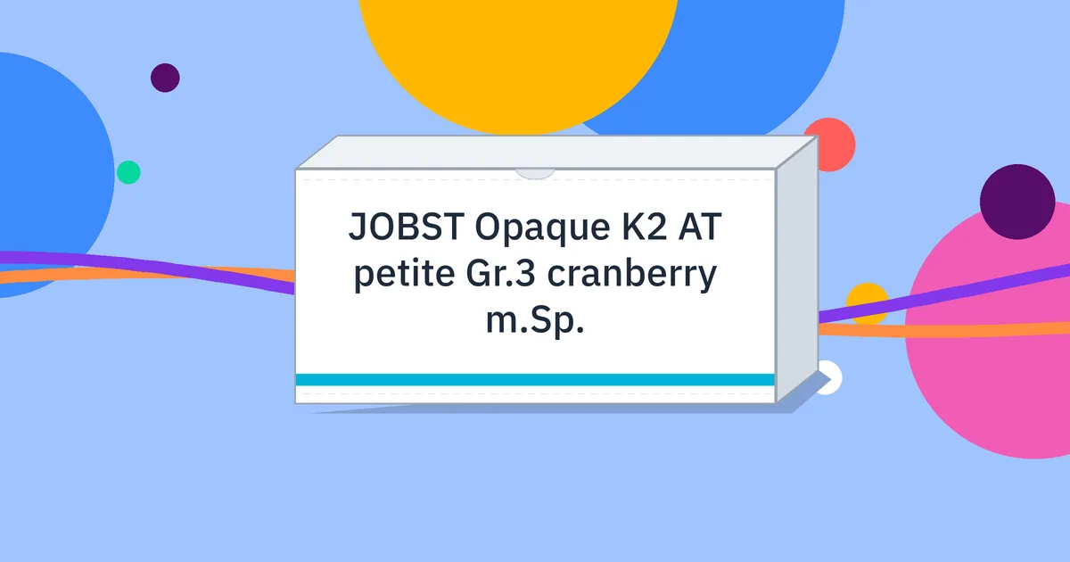 Symbolbild: Packung mit der Aufschrift JOBST Opaque K2 AT petite Gr.3 cranberry m.Sp. (PZN 13119458) – Verfügbarkeit und Bezug in Apotheken in Frankfurt am Main