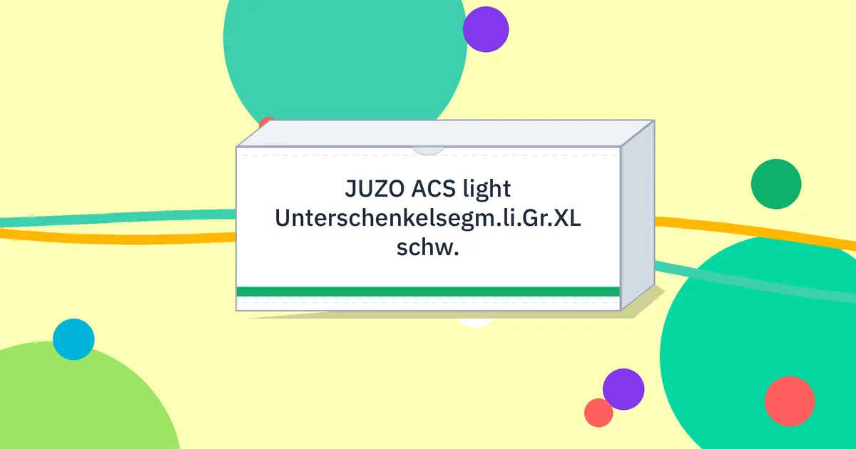 Symbolbild: Packung mit der Aufschrift JUZO ACS light Unterschenkelsegm.li.Gr.XL schw. (PZN 13575216) – Verfügbarkeit und Bezug in Apotheken in Frankfurt am Main