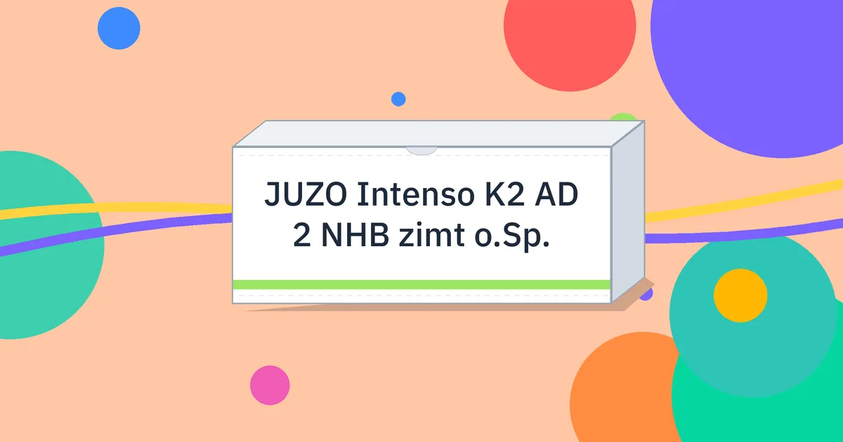 Symbolbild: Packung mit der Aufschrift JUZO Intenso K2 AD 2 NHB zimt o.Sp. (PZN 18620275) – Verfügbarkeit und Bezug in Apotheken in Frankfurt am Main
