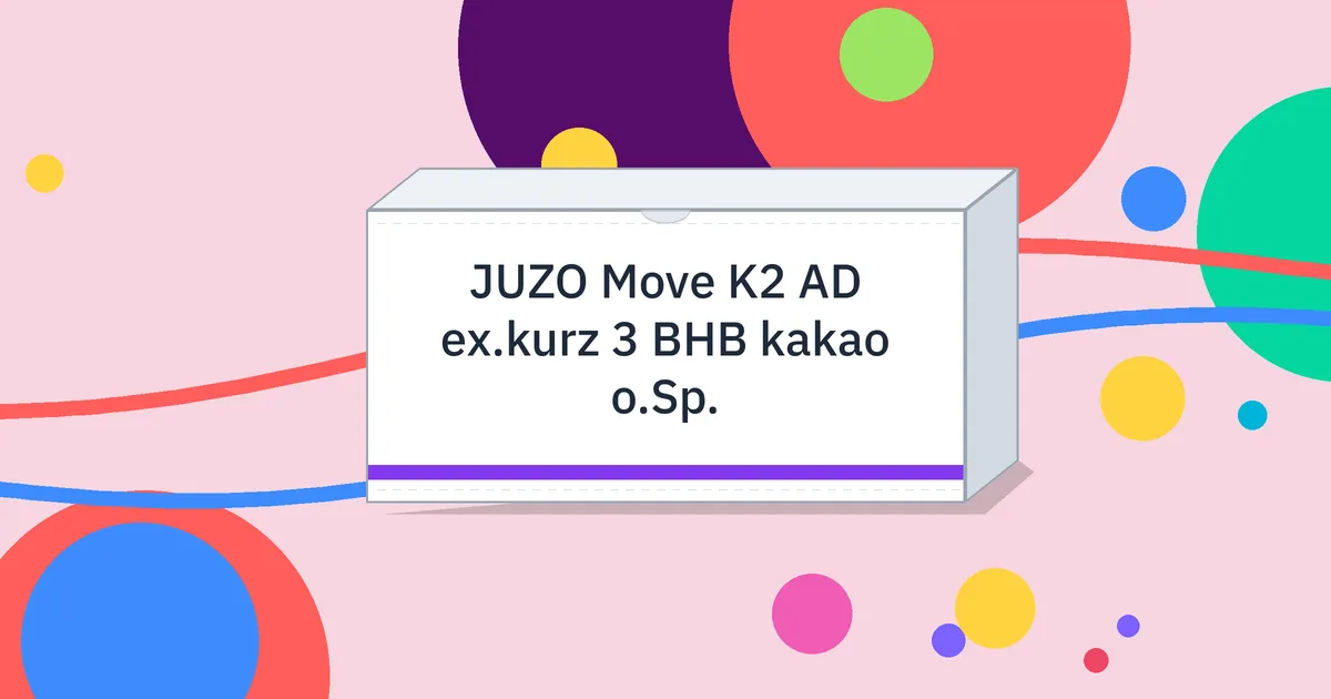 Symbolbild: Packung mit der Aufschrift JUZO Move K2 AD ex.kurz 3 BHB kakao o.Sp. (PZN 18542718) – Verfügbarkeit und Bezug in Apotheken in Frankfurt am Main