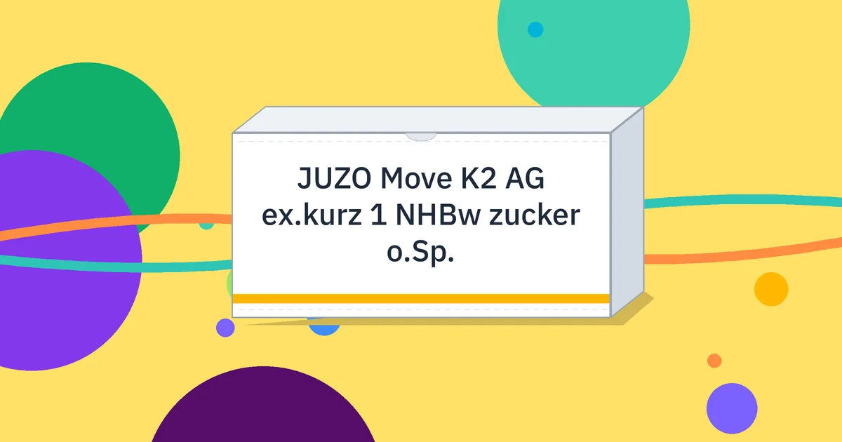 Symbolbild: Packung mit der Aufschrift JUZO Move K2 AG ex.kurz 1 NHBw zucker o.Sp. (PZN 18532878) – Verfügbarkeit und Bezug in Apotheken in Frankfurt am Main