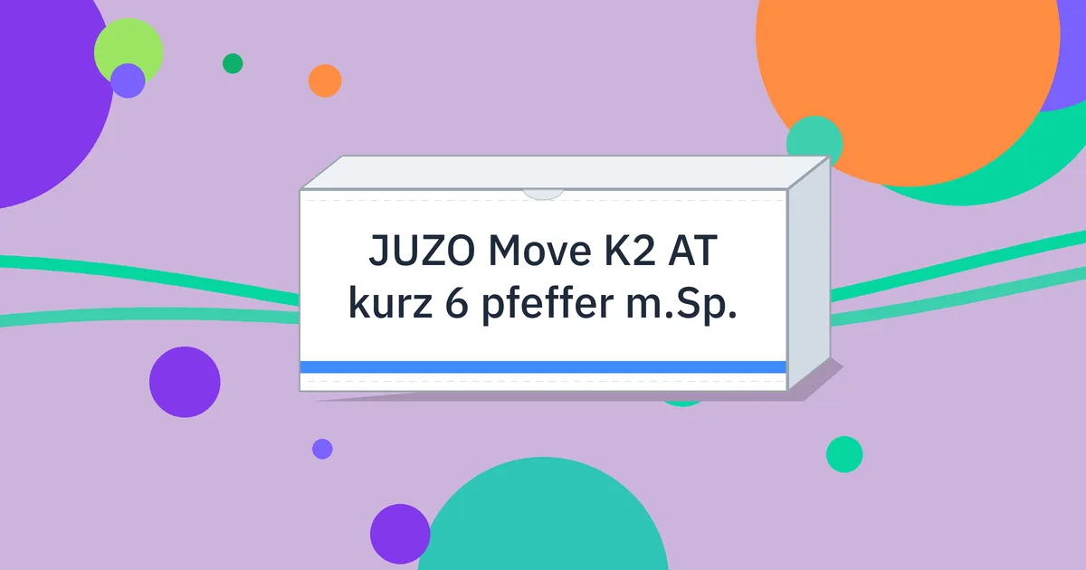 Symbolbild: Packung mit der Aufschrift JUZO Move K2 AT kurz 6 pfeffer m.Sp. (PZN 20673706) – Verfügbarkeit und Bezug in Apotheken in Frankfurt am Main