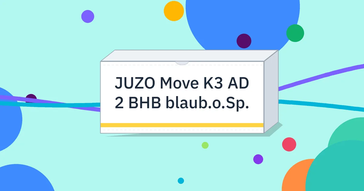 Symbolbild: Packung mit der Aufschrift JUZO Move K3 AD 2 BHB blaub.o.Sp. (PZN 18571571) – Verfügbarkeit und Bezug in Apotheken in Frankfurt am Main