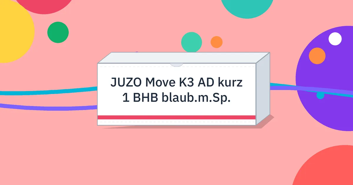 Symbolbild: Packung mit der Aufschrift JUZO Move K3 AD kurz 1 BHB blaub.m.Sp. (PZN 18572228) – Verfügbarkeit und Bezug in Apotheken in Frankfurt am Main