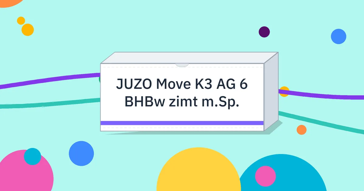 Symbolbild: Packung mit der Aufschrift JUZO Move K3 AG 6 BHBw zimt m.Sp. (PZN 18575882) – Verfügbarkeit und Bezug in Apotheken in Frankfurt am Main