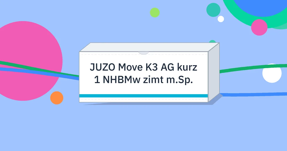 Symbolbild: Packung mit der Aufschrift JUZO Move K3 AG kurz 1 NHBMw zimt m.Sp. (PZN 18578892) – Verfügbarkeit und Bezug in Apotheken in Frankfurt am Main