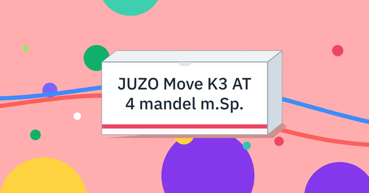 Symbolbild: Packung mit der Aufschrift JUZO Move K3 AT 4 mandel m.Sp. (PZN 20677087) – Verfügbarkeit und Bezug in Apotheken in Frankfurt am Main
