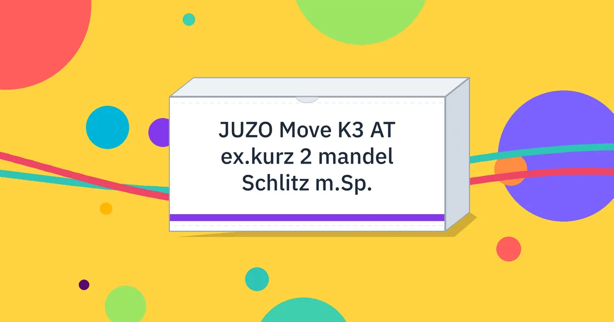 Symbolbild: Packung mit der Aufschrift JUZO Move K3 AT ex.kurz 2 mandel Schlitz m.Sp. (PZN 20681189) – Verfügbarkeit und Bezug in Apotheken in Frankfurt am Main