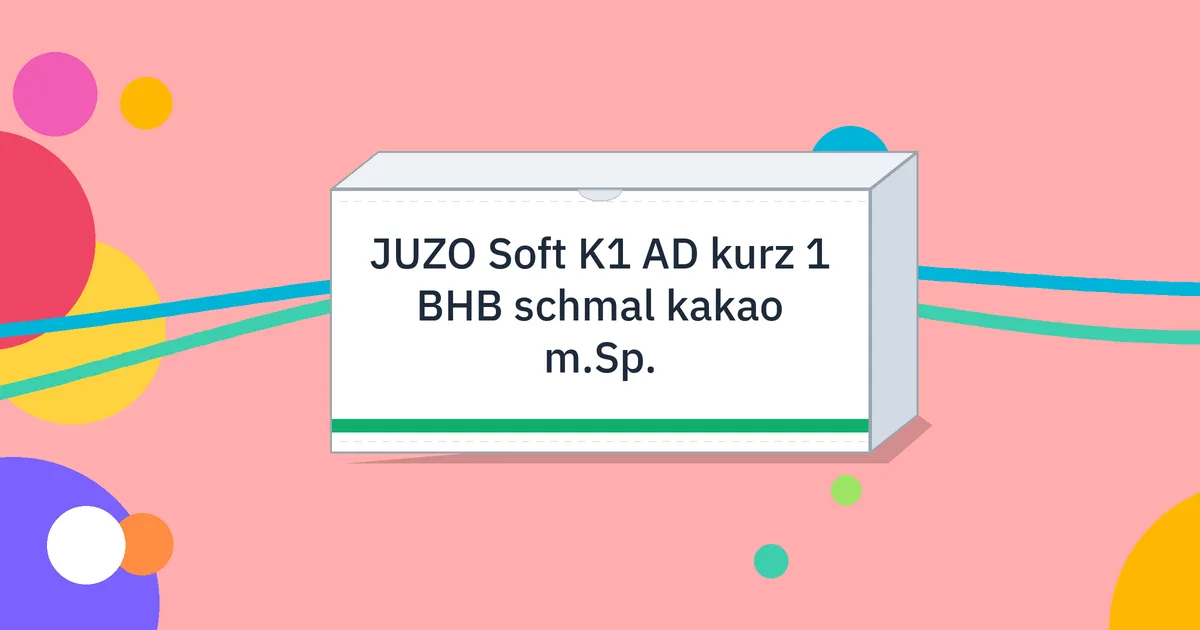 Symbolbild: Packung mit der Aufschrift JUZO Soft K1 AD kurz 1 BHB schmal kakao m.Sp. (PZN 15461994) – Verfügbarkeit und Bezug in Apotheken in Frankfurt am Main