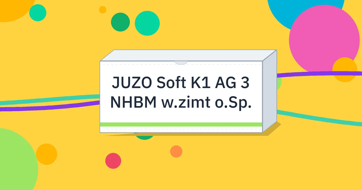 Symbolbild: Packung mit der Aufschrift JUZO Soft K1 AG 3 NHBM w.zimt o.Sp. (PZN 14998841) – Verfügbarkeit und Bezug in Apotheken in Frankfurt am Main
