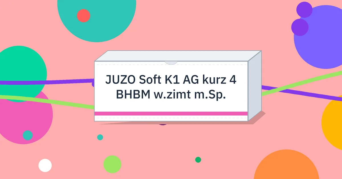 Symbolbild: Packung mit der Aufschrift JUZO Soft K1 AG kurz 4 BHBM w.zimt m.Sp. (PZN 14863437) – Verfügbarkeit und Bezug in Apotheken in Frankfurt am Main