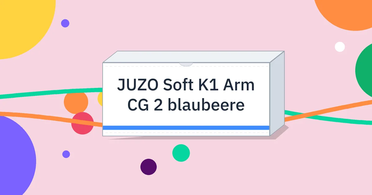 Symbolbild: Packung mit der Aufschrift JUZO Soft K1 Arm CG 2 blaubeere (PZN 15508425) – Verfügbarkeit und Bezug in Apotheken in Frankfurt am Main