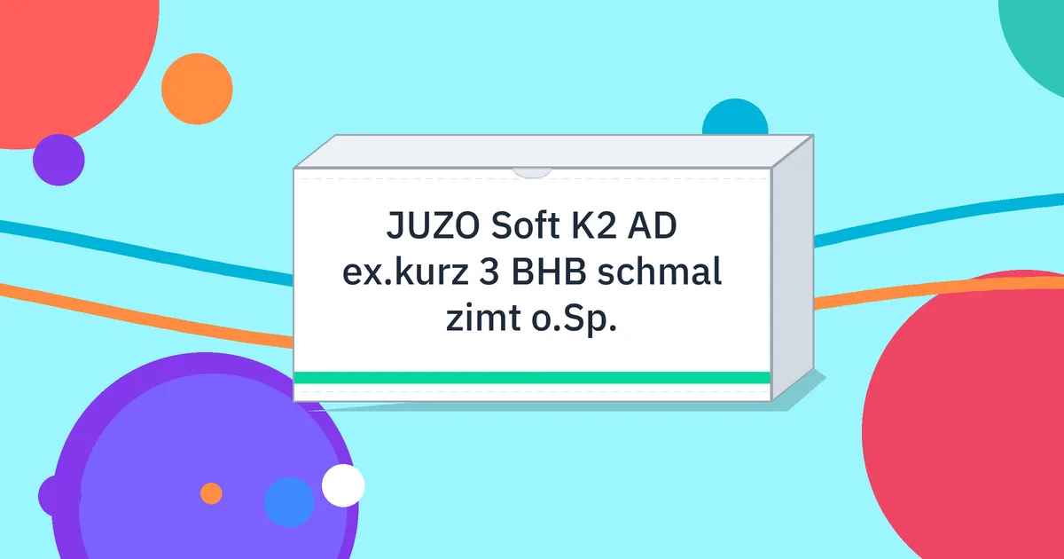 Symbolbild: Packung mit der Aufschrift JUZO Soft K2 AD ex.kurz 3 BHB schmal zimt o.Sp. (PZN 15468275) – Verfügbarkeit und Bezug in Apotheken in Frankfurt am Main