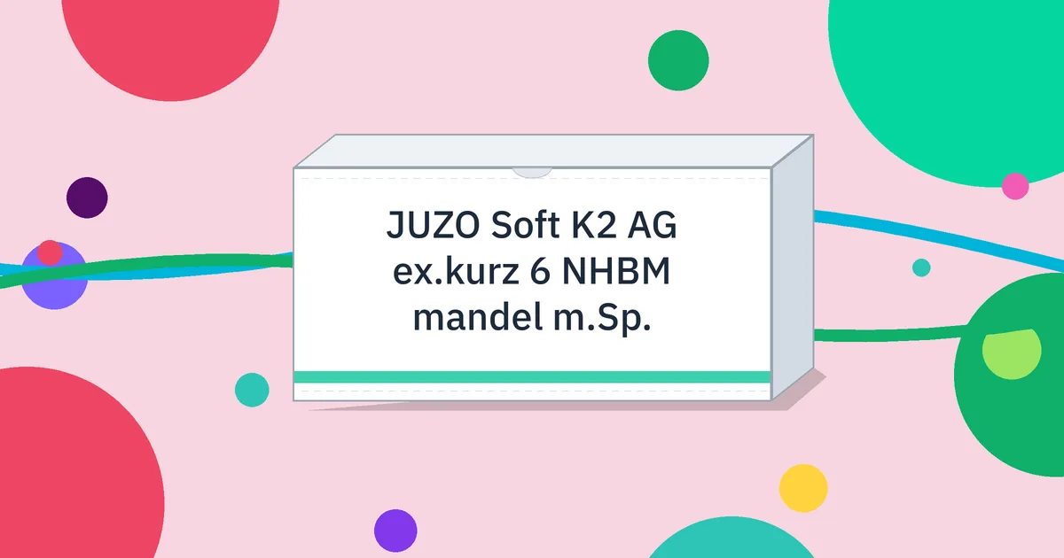 Symbolbild: Packung mit der Aufschrift JUZO Soft K2 AG ex.kurz 6 NHBM mandel m.Sp. (PZN 15023030) – Verfügbarkeit und Bezug in Apotheken in Frankfurt am Main