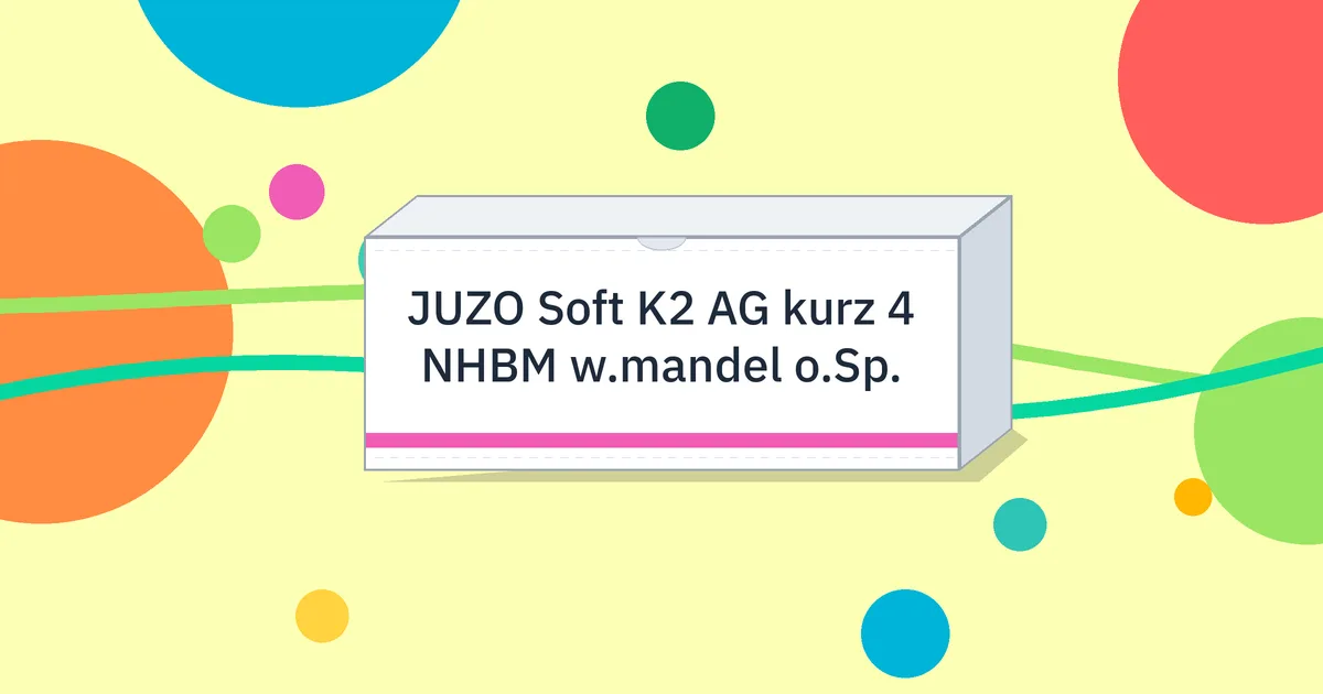 Symbolbild: Packung mit der Aufschrift JUZO Soft K2 AG kurz 4 NHBM w.mandel o.Sp. (PZN 15020362) – Verfügbarkeit und Bezug in Apotheken in Frankfurt am Main
