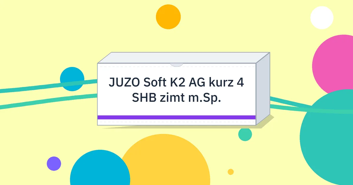Symbolbild: Packung mit der Aufschrift JUZO Soft K2 AG kurz 4 SHB zimt m.Sp. (PZN 11308244) – Verfügbarkeit und Bezug in Apotheken in Frankfurt am Main