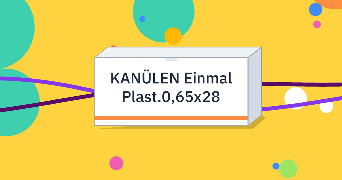 Symbolbild: Packung mit der Aufschrift KANÜLEN Einmal Plast.0,65x28 (PZN 01964384) – Verfügbarkeit und Bezug in Apotheken in Frankfurt am Main