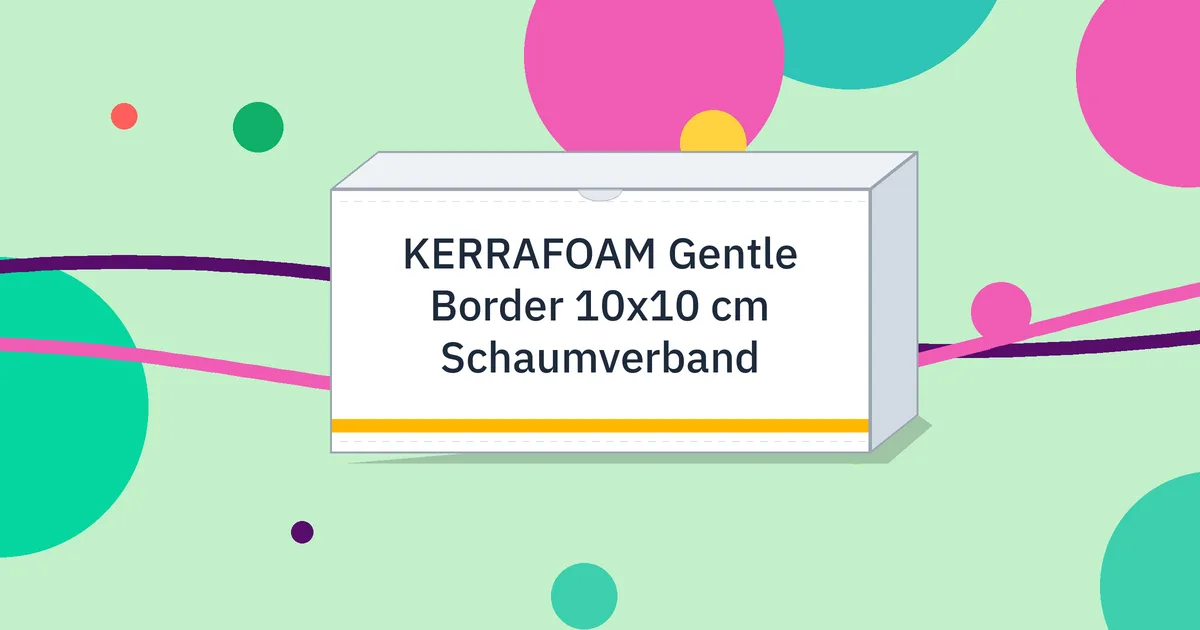 Symbolbild: Packung mit der Aufschrift KERRAFOAM Gentle Border 10x10 cm Schaumverband (PZN 18729486) – Verfügbarkeit und Bezug in Apotheken in Frankfurt am Main