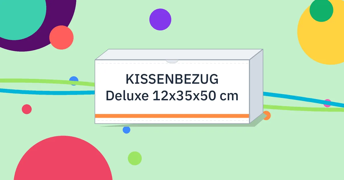Symbolbild: Packung mit der Aufschrift KISSENBEZUG Deluxe 12x35x50 cm (PZN 18456077) – Verfügbarkeit und Bezug in Apotheken in Frankfurt am Main