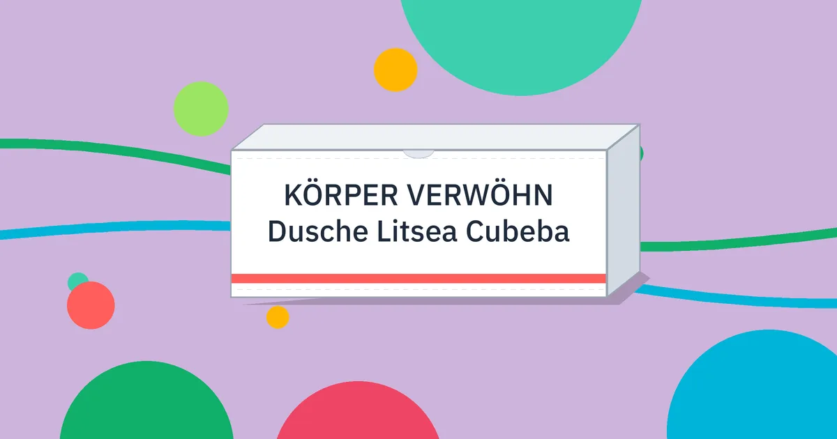 Symbolbild: Packung mit der Aufschrift KÖRPER VERWÖHN Dusche Litsea Cubeba (PZN 17945236) – Verfügbarkeit und Bezug in Apotheken in Frankfurt am Main