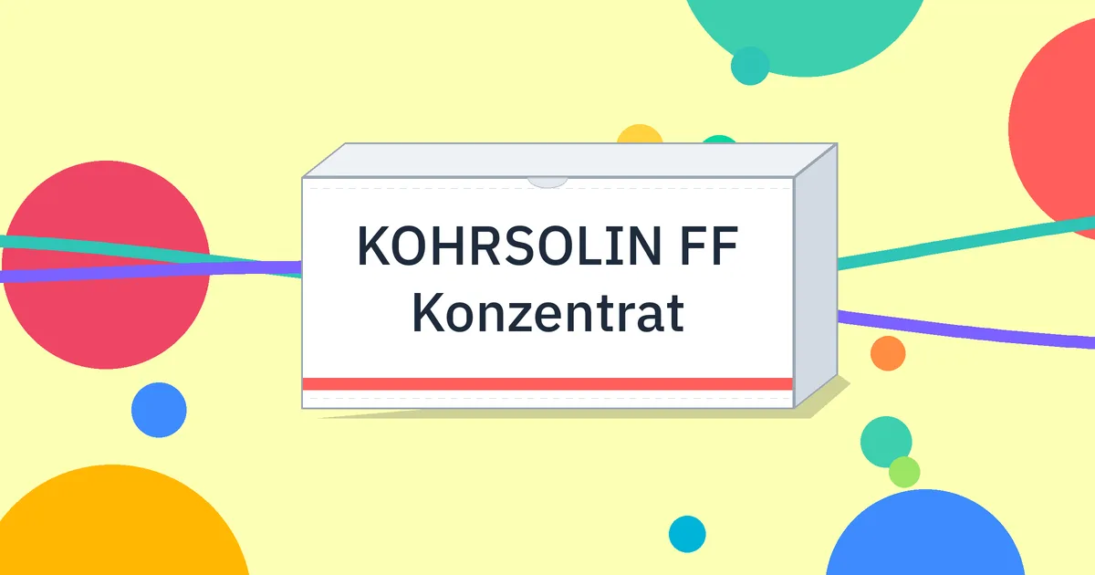 Symbolbild: Packung mit der Aufschrift KOHRSOLIN FF Konzentrat (PZN 07438099) – Verfügbarkeit und Bezug in Apotheken in Frankfurt am Main