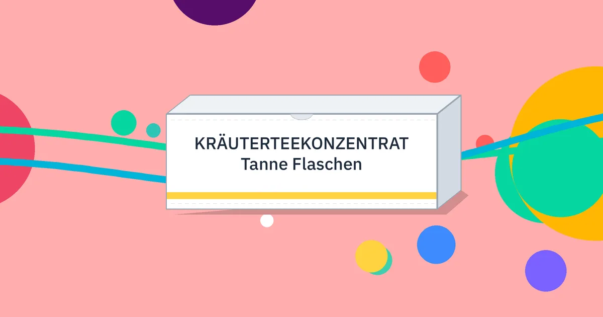 Symbolbild: Packung mit der Aufschrift KRÄUTERTEEKONZENTRAT Tanne Flaschen (PZN 10091239) – Verfügbarkeit und Bezug in Apotheken in Frankfurt am Main