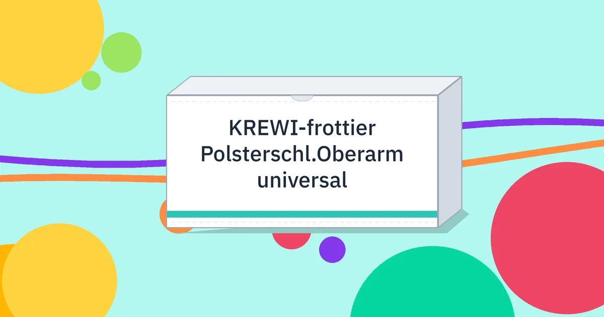 Symbolbild: Packung mit der Aufschrift KREWI-frottier Polsterschl.Oberarm universal (PZN 17301007) – Verfügbarkeit und Bezug in Apotheken in Frankfurt am Main