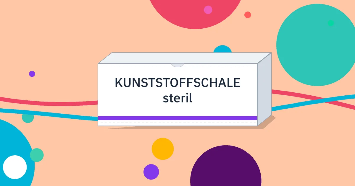 Symbolbild: Packung mit der Aufschrift KUNSTSTOFFSCHALE steril (PZN 11134583) – Verfügbarkeit und Bezug in Apotheken in Frankfurt am Main