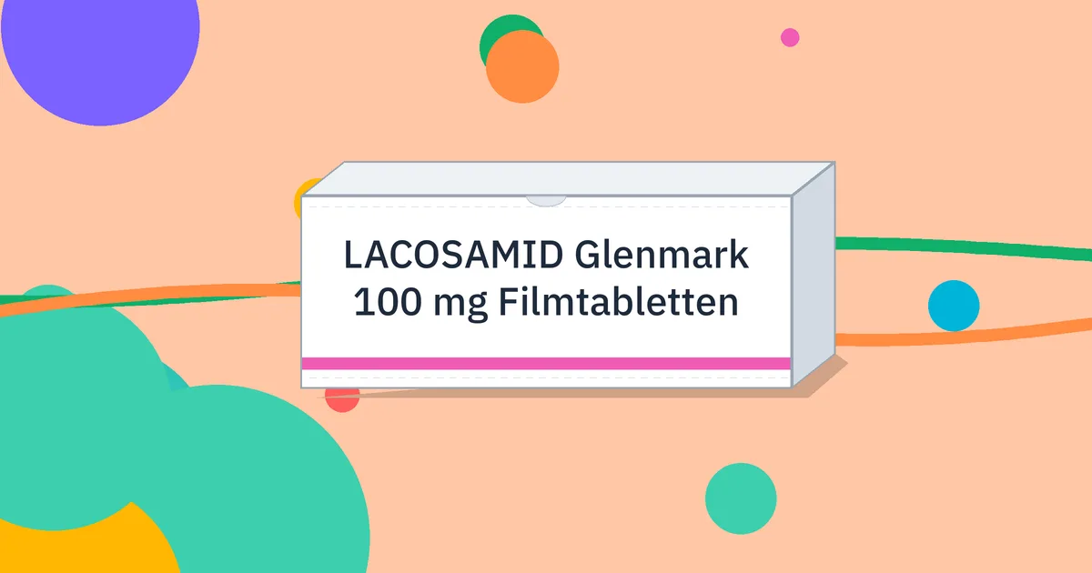Symbolbild: Packung mit der Aufschrift LACOSAMID Glenmark 100 mg Filmtabletten (PZN 17534912) – Verfügbarkeit und Bezug in Apotheken in Frankfurt am Main