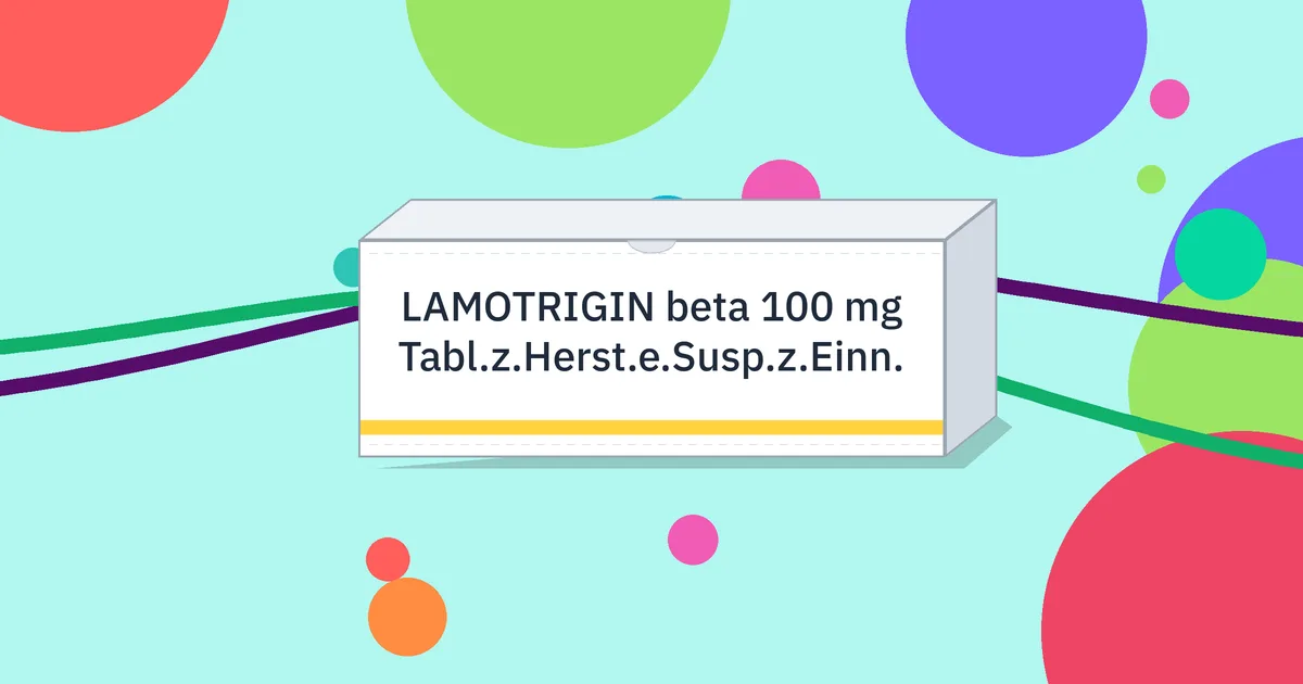 Symbolbild: Packung mit der Aufschrift LAMOTRIGIN beta 100 mg Tabl.z.Herst.e.Susp.z.Einn. (PZN 03645542) – Verfügbarkeit und Bezug in Apotheken in Frankfurt am Main