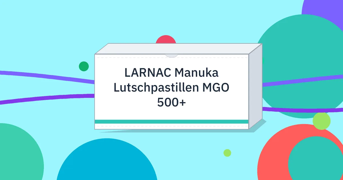 Symbolbild: Packung mit der Aufschrift LARNAC Manuka Lutschpastillen MGO 500+ (PZN 20865819) – Verfügbarkeit und Bezug in Apotheken in Frankfurt am Main