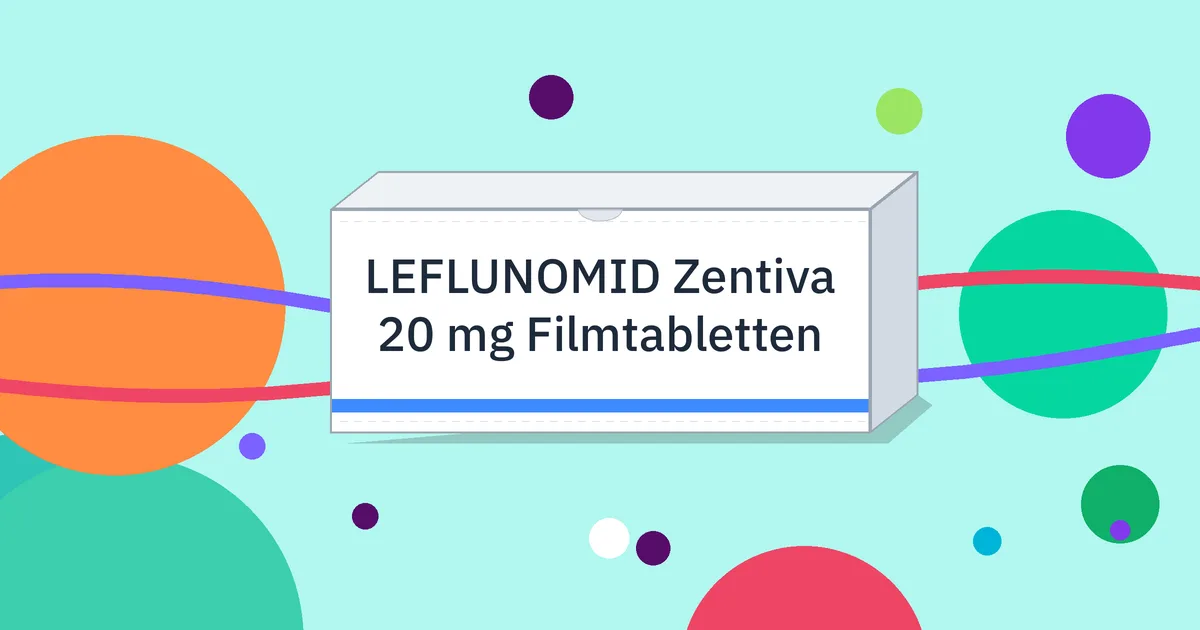 Symbolbild: Packung mit der Aufschrift LEFLUNOMID Zentiva 20 mg Filmtabletten (PZN 20228998) – Verfügbarkeit und Bezug in Apotheken in Frankfurt am Main