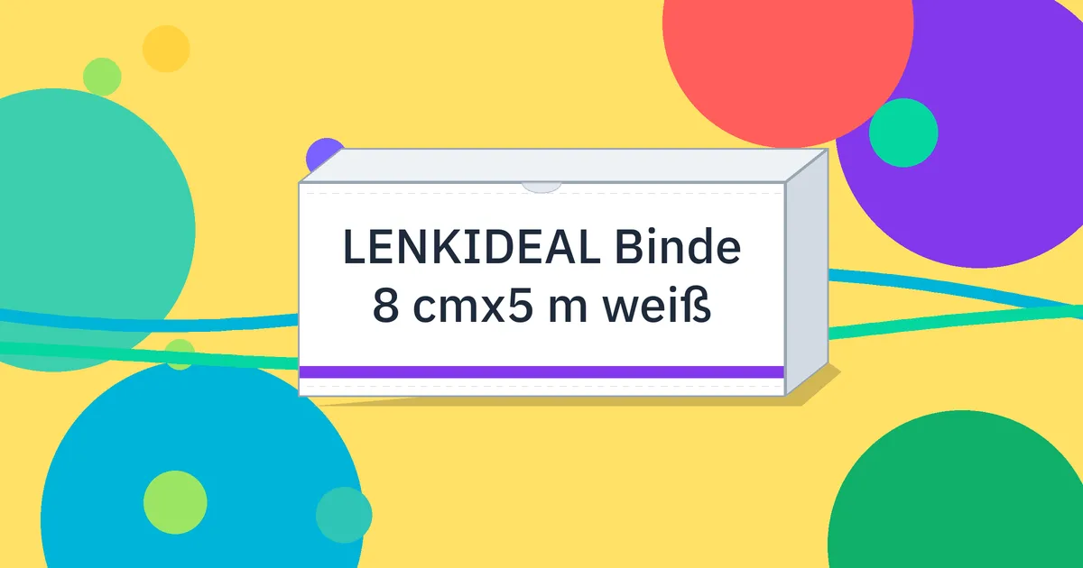 Symbolbild: Packung mit der Aufschrift LENKIDEAL Binde 8 cmx5 m weiß (PZN 12774882) – Verfügbarkeit und Bezug in Apotheken in Frankfurt am Main