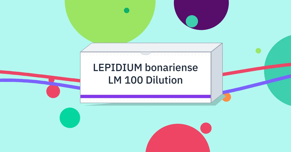 Symbolbild: Packung mit der Aufschrift LEPIDIUM bonariense LM 100 Dilution (PZN 13526637) – Verfügbarkeit und Bezug in Apotheken in Frankfurt am Main