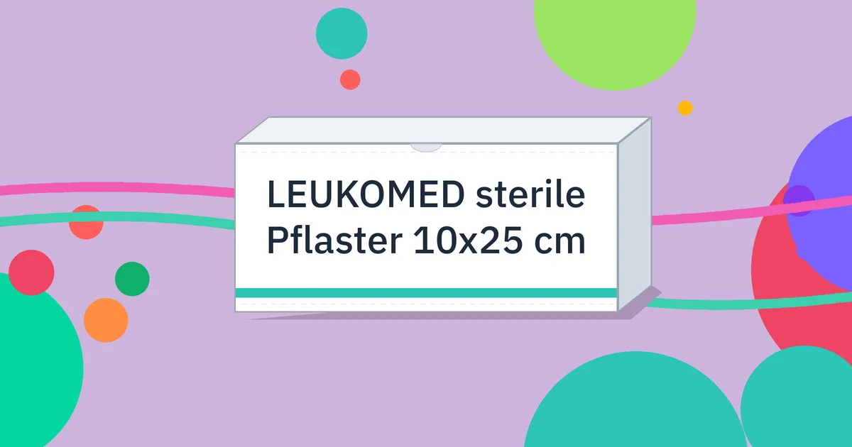 Symbolbild: Packung mit der Aufschrift LEUKOMED sterile Pflaster 10x25 cm (PZN 01050856) – Verfügbarkeit und Bezug in Apotheken in Frankfurt am Main