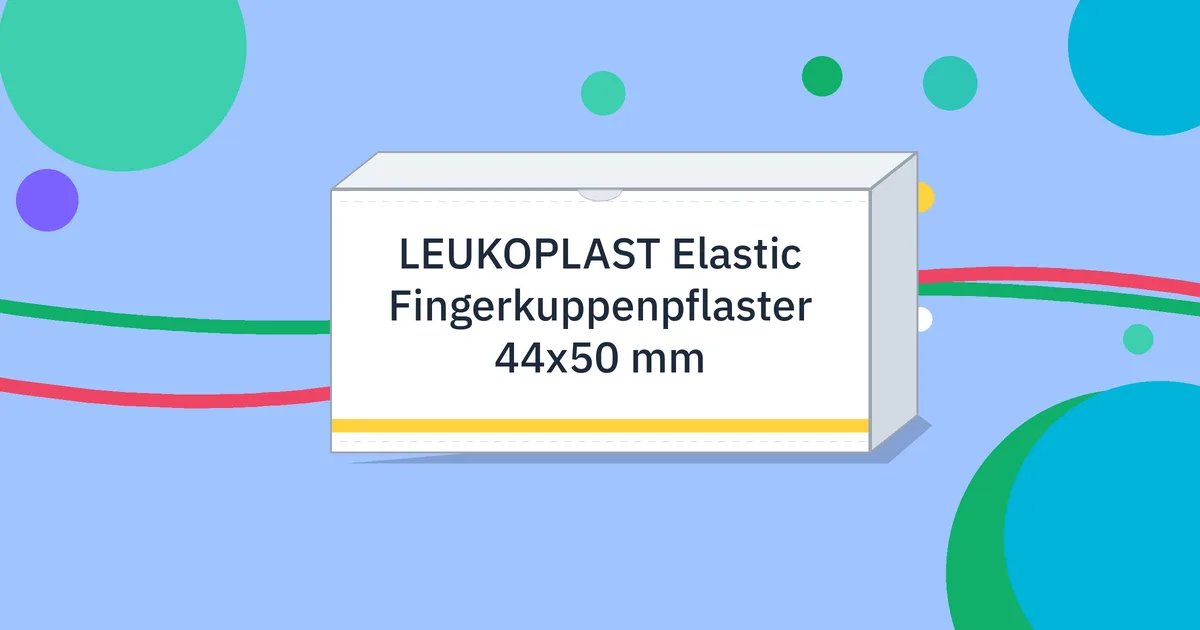 Symbolbild: Packung mit der Aufschrift LEUKOPLAST Elastic Fingerkuppenpflaster 44x50 mm (PZN 13838236) – Verfügbarkeit und Bezug in Apotheken in Frankfurt am Main