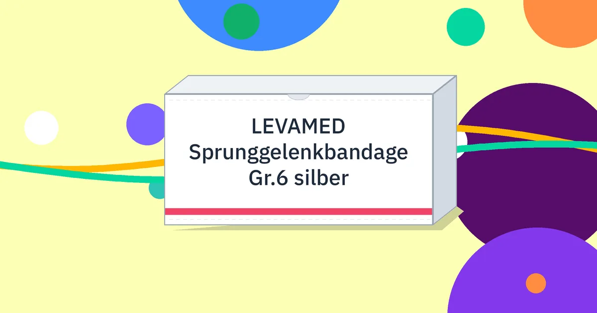 Symbolbild: Packung mit der Aufschrift LEVAMED Sprunggelenkbandage Gr.6 silber (PZN 19170696) – Verfügbarkeit und Bezug in Apotheken in Frankfurt am Main