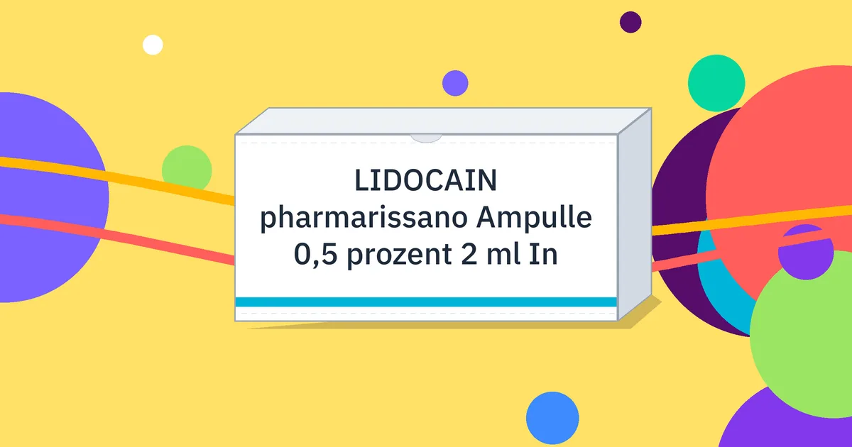 Symbolbild: Packung mit der Aufschrift LIDOCAIN pharmarissano Ampulle 0,5 prozent 2 ml In (PZN 18223427) – Verfügbarkeit und Bezug in Apotheken in Frankfurt am Main