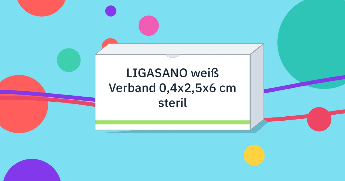 Symbolbild: Packung mit der Aufschrift LIGASANO weiß Verband 0,4x2,5x6 cm steril (PZN 17251574) – Verfügbarkeit und Bezug in Apotheken in Frankfurt am Main