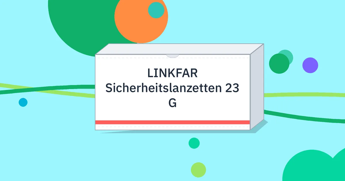 Symbolbild: Packung mit der Aufschrift LINKFAR Sicherheitslanzetten 23 G (PZN 19124710) – Verfügbarkeit und Bezug in Apotheken in Frankfurt am Main